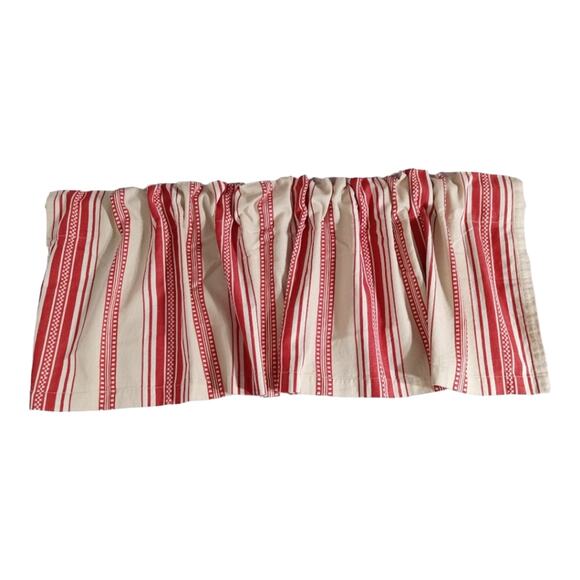 Pottery Barn | Accents | Pottery Barn Red Tan White Stripe Valance 44 X ...